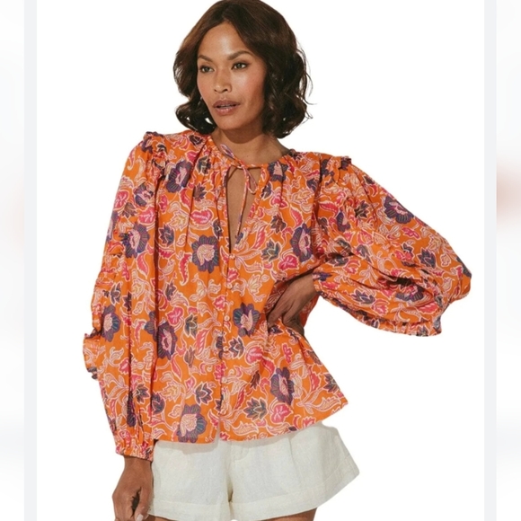 Cleobella | Tops | Nwt Cleobella Organic Cotton Talia Orange Floral ...